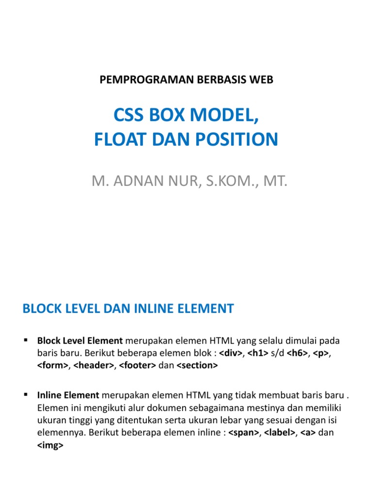 CSS Box Model, Float Dan Position | PDF