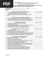 Portable Power Tools Inspection Checklist | PDF