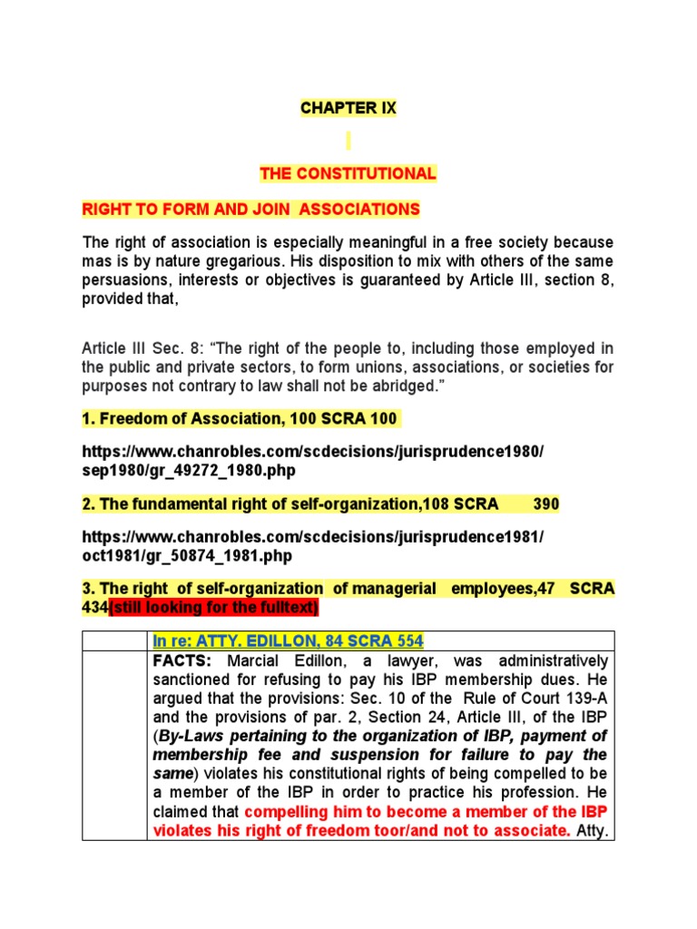 Constitutional Right to Form Associations | PDF | Ex Post Facto Law ...