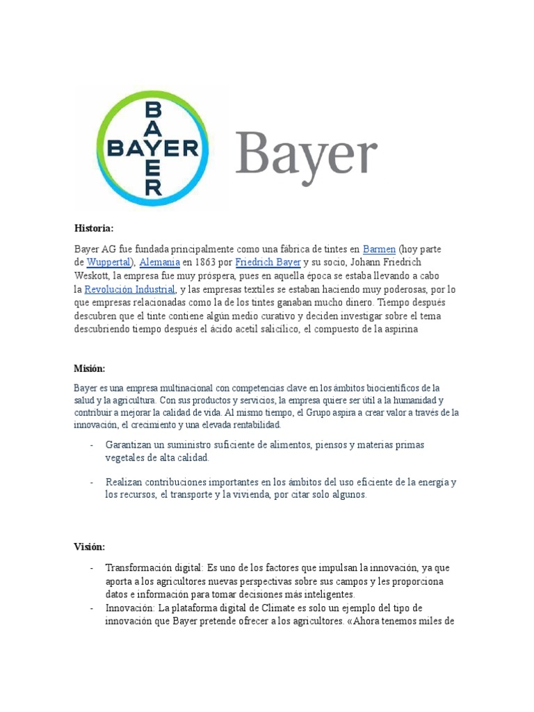 BAYER Documento.docx | PDF | Bayer | Producto Interno Bruto