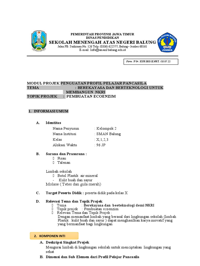 Contoh Modul Projek p3 | PDF