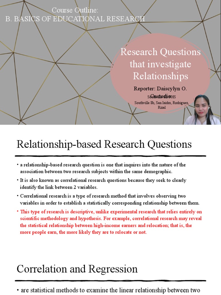 Research Questions About Relationships Among Variables | PDF | Survey ...