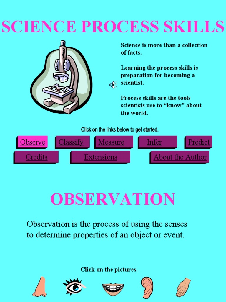 Science Process Skills: Observe Classify Measure Infer Predict Credits ...