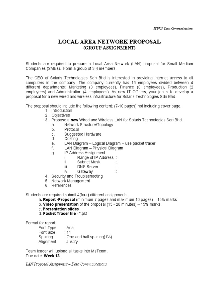 MAR2022 Assignment - LAN Proposal 1 | PDF | Business | Computers