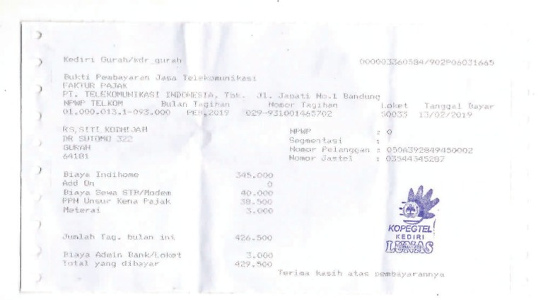 Bukti Pembayaran Internet Indihome | PDF