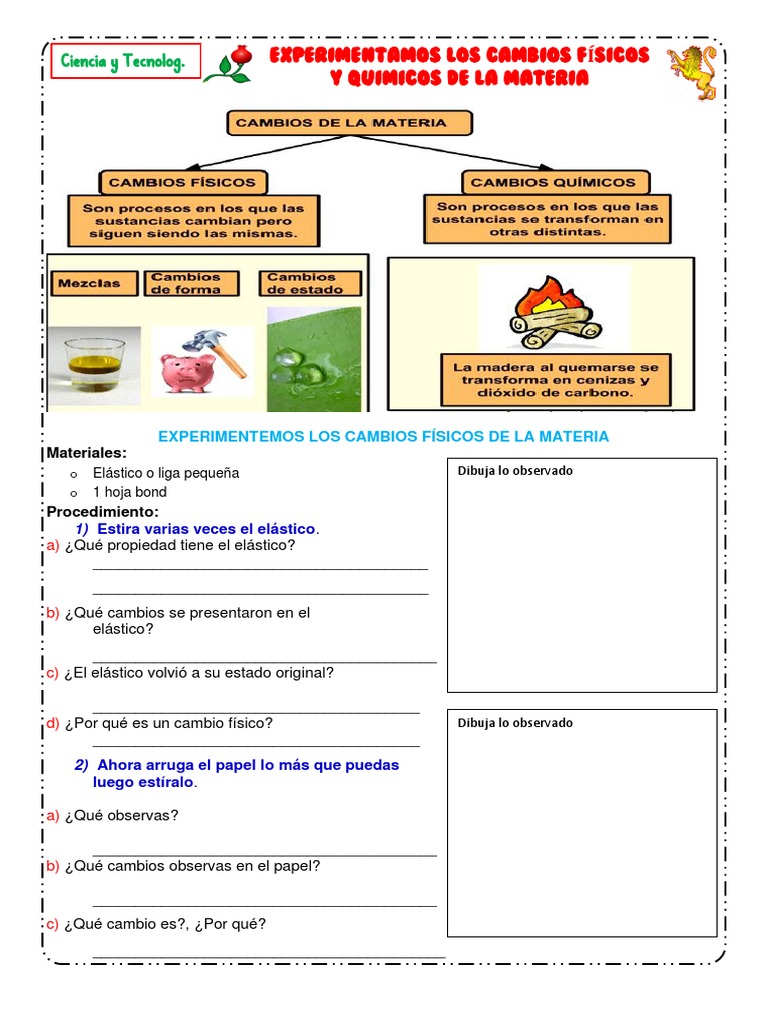 Cambios Físicos y Químicos en la Materia | PDF | Importar | Materiales