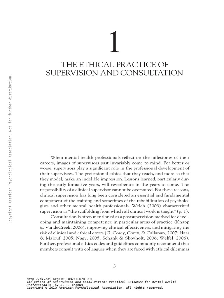 Ethical Practice of Supervision | PDF | Psychology | American ...