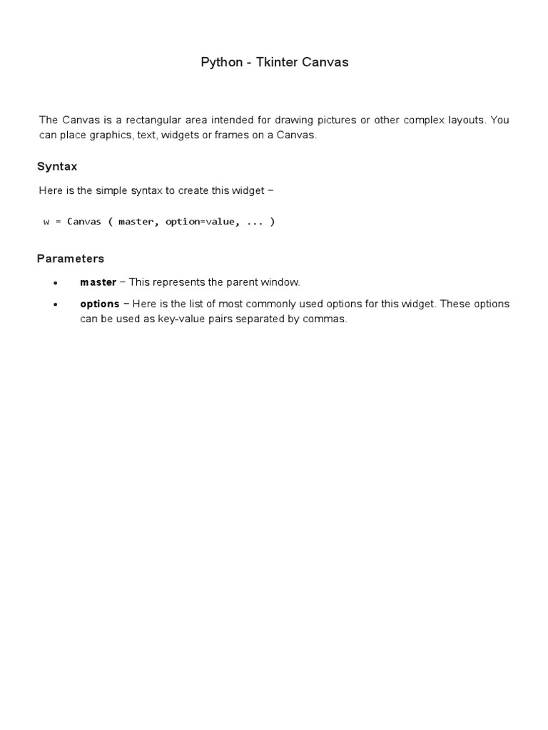 Python - Tkinter Canvas | PDF | Software Engineering | Computer Science
