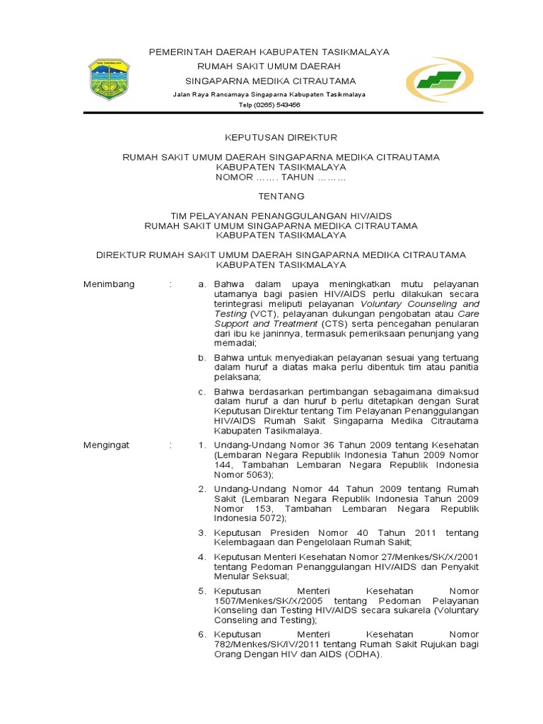 SK Tim Pelayanan Penanggulangan HIV AIDS | PDF