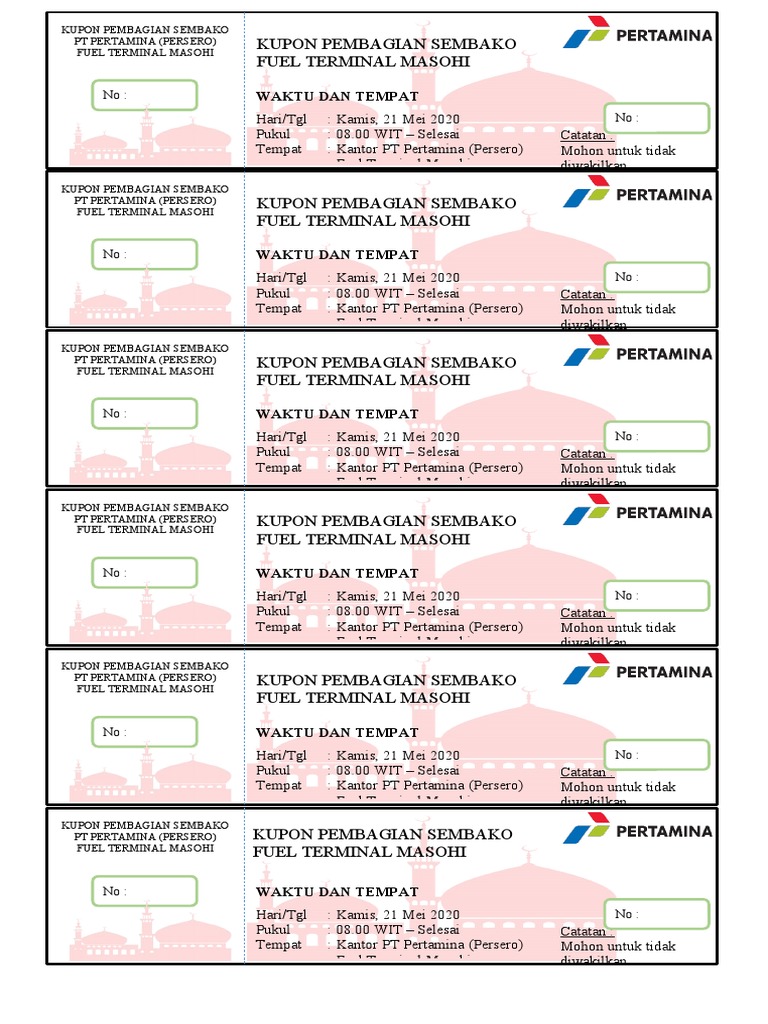 Draft Kupon Pembagian Sembako | PDF