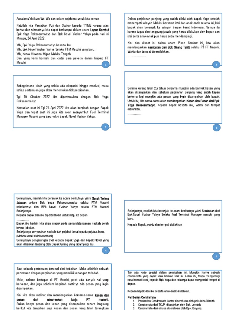 Teks MC Acara Pisah Sambut | PDF