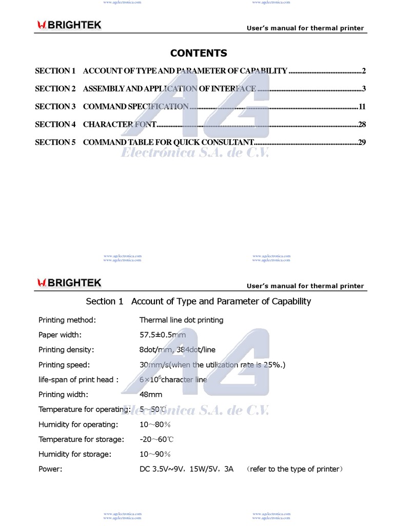 Thermal Printer User Manual | PDF | Printer (Computing) | Ascii
