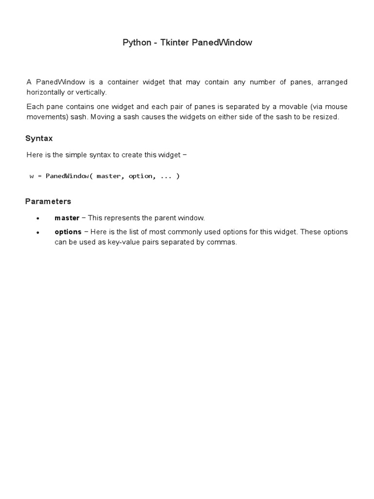 Python - Tkinter PanedWindow | PDF | Computer Engineering | Computing