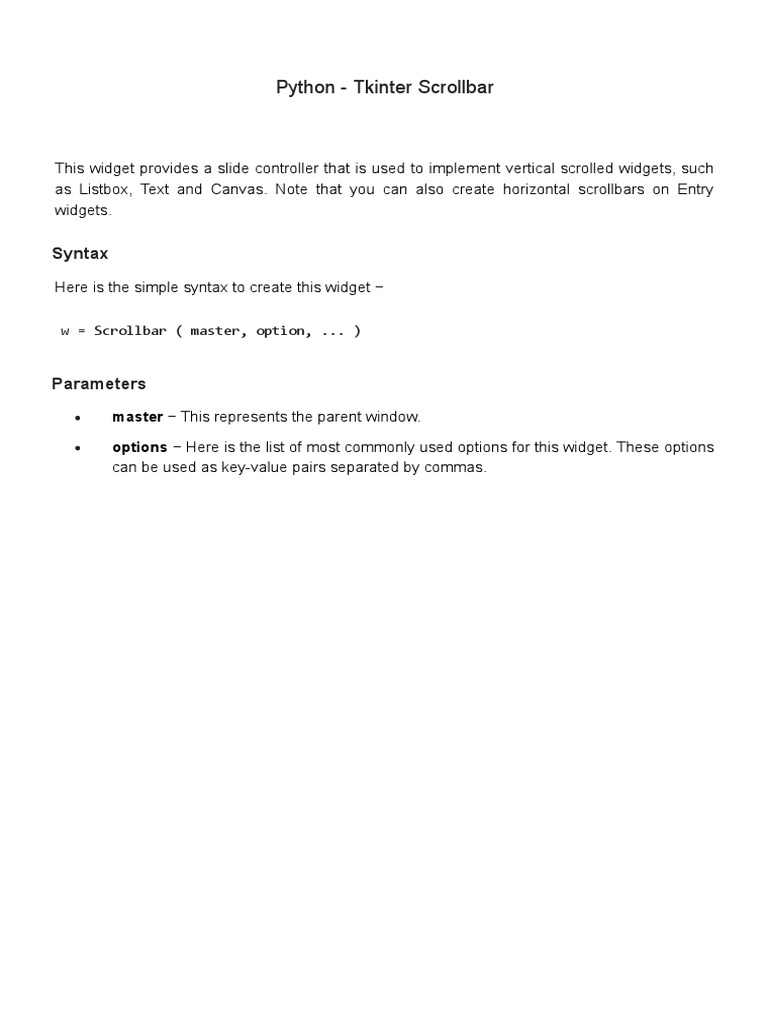 Python - Tkinter Scrollbar | Download Free PDF | Computer Programming ...
