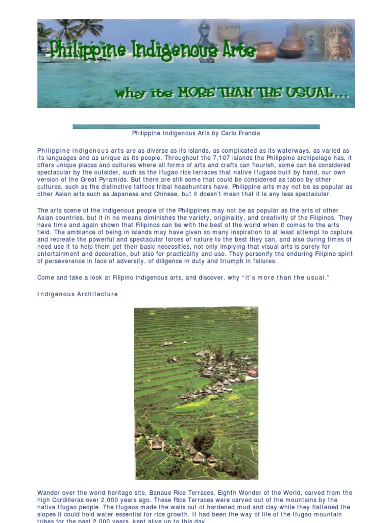 Philippine Indigenous Arts: From Rice Terraces to Tattoos | PDF ...