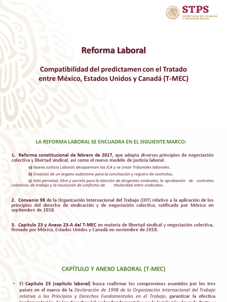 Presentación-TMEC | PDF | Derecho laboral | Organización Internacional ...