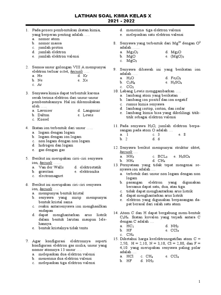 Latihan Soal X Ipa 3 | PDF