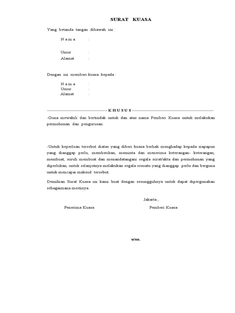 Contoh Surat Kuasa Pengurusan IMB dan HO | PDF
