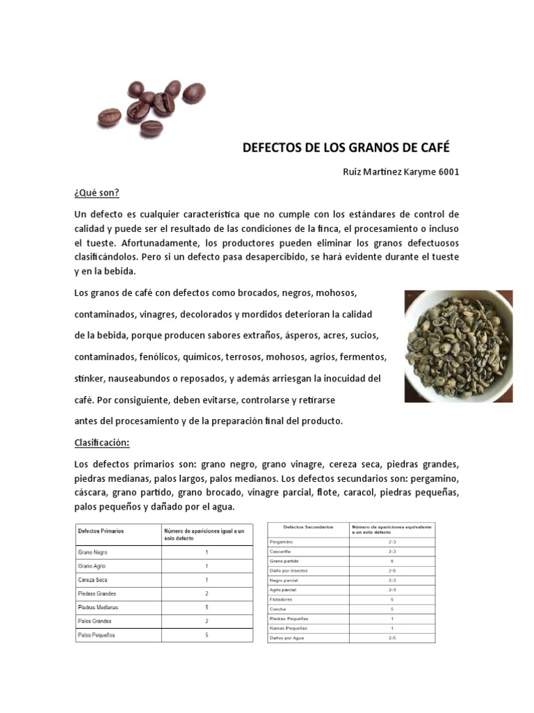 Defectos de Los Granos de Café | PDF | café | Nutrición