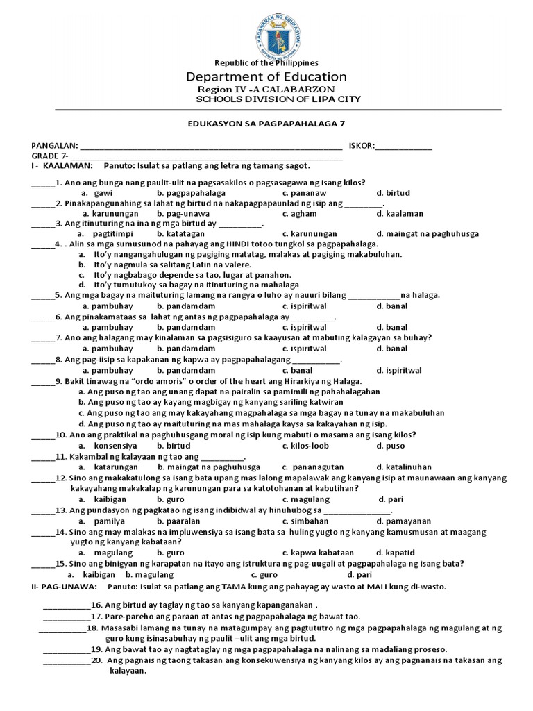 Esp Diagnostic Test 7 | PDF