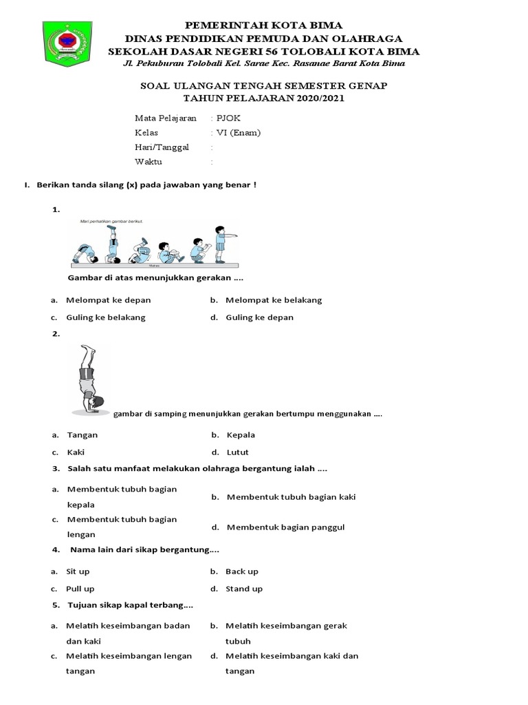 Soal2 PTS Pjok KLS 6 S-2 | PDF