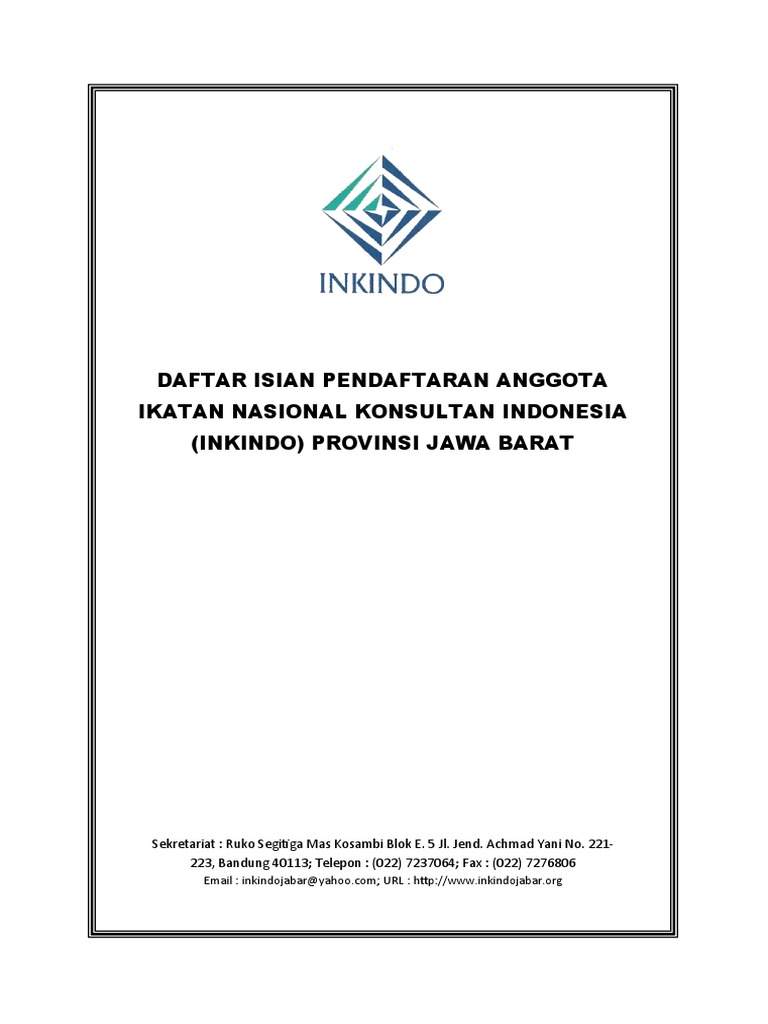 Pendaftaran Anggota INKINDO Jabar | PDF