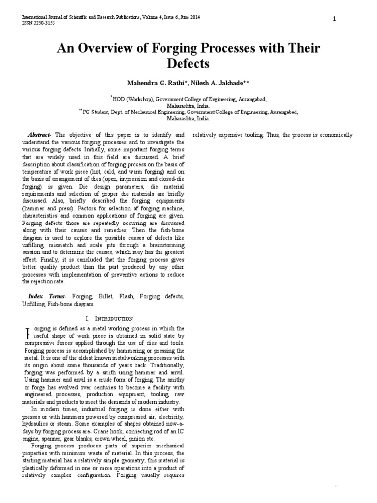 171226-An Overview of Forging Processes With Their Defects | PDF ...