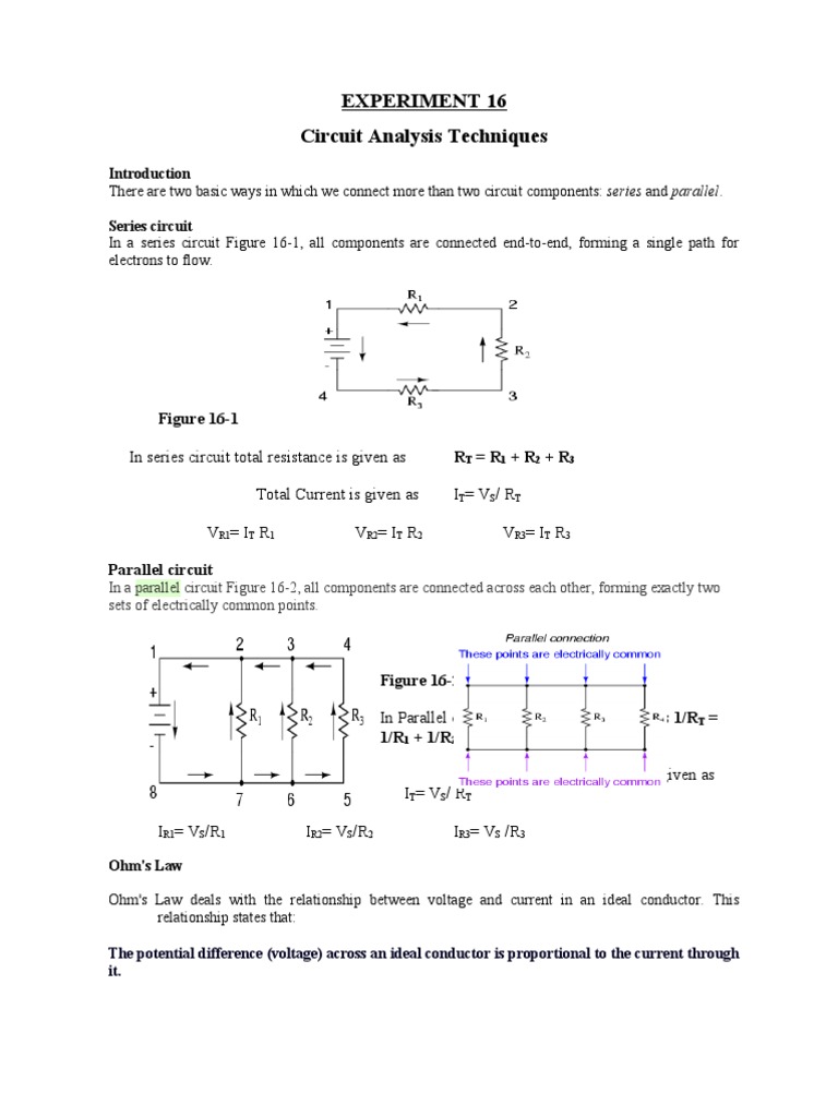 Experiment 16 Circuit Analysis Techniques: Figure 16-1 R R + R + R ...