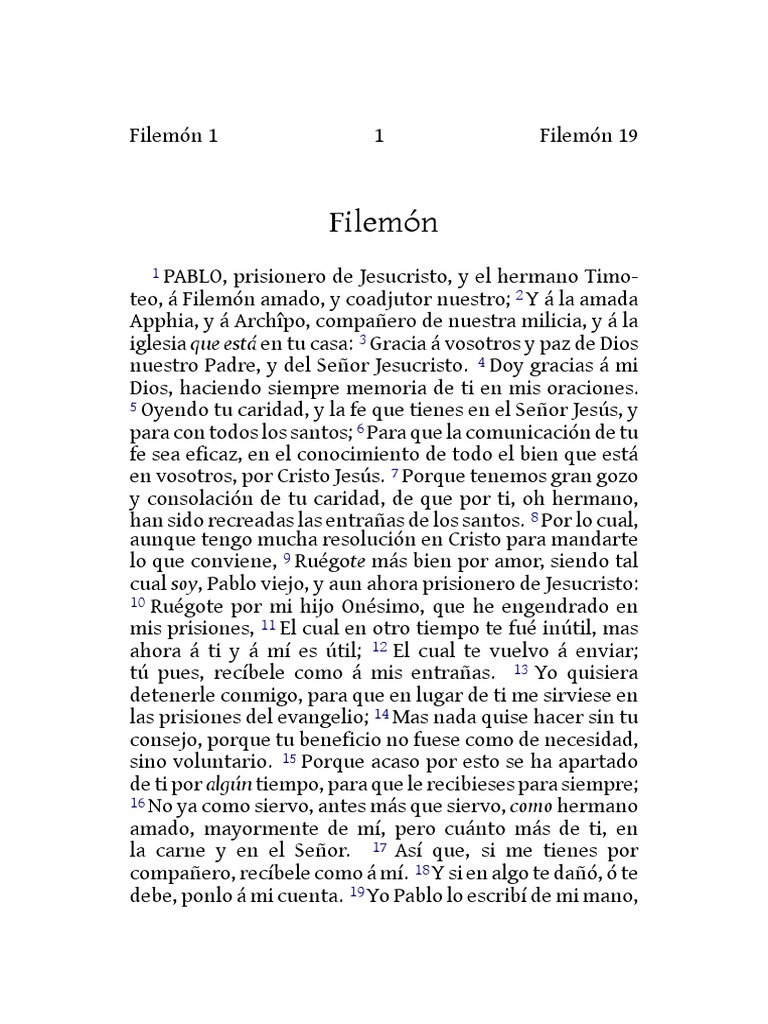 18 RV1909 Epistola A Filemón | PDF | Jesús | Epístola a Filemón