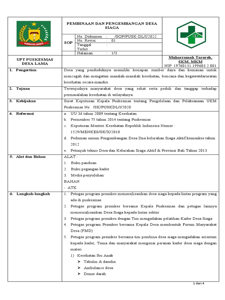Sop Desa Siaga | PDF
