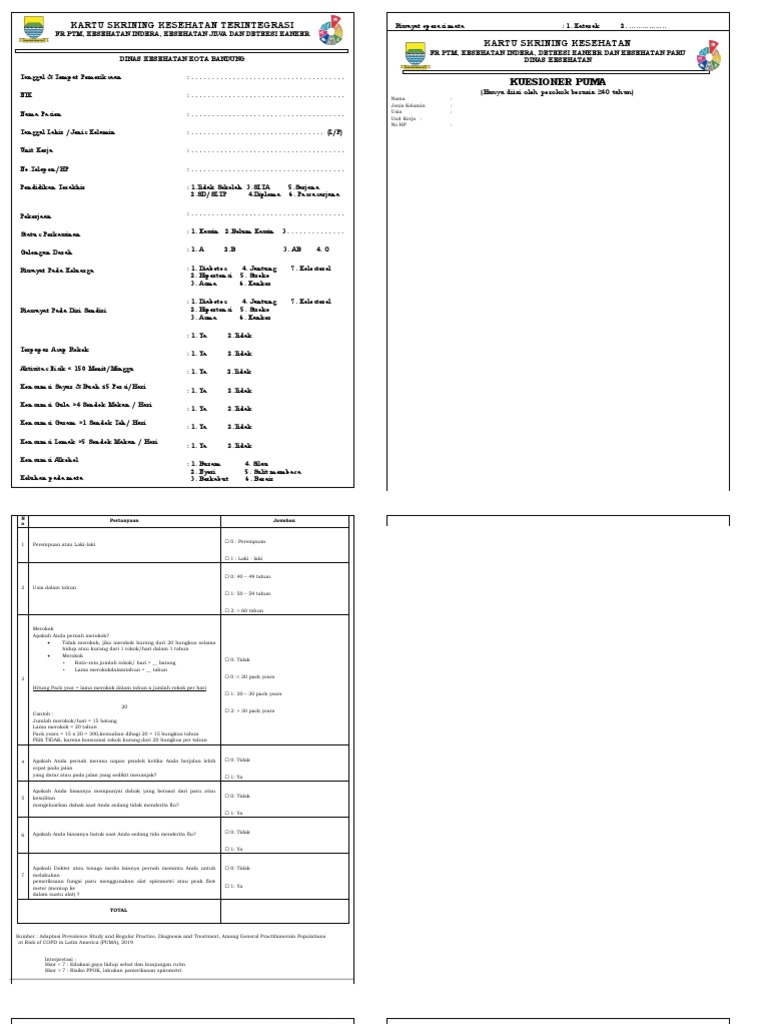 Form Skrining Terintegrasi PUSKESMAS 1 Edit | PDF