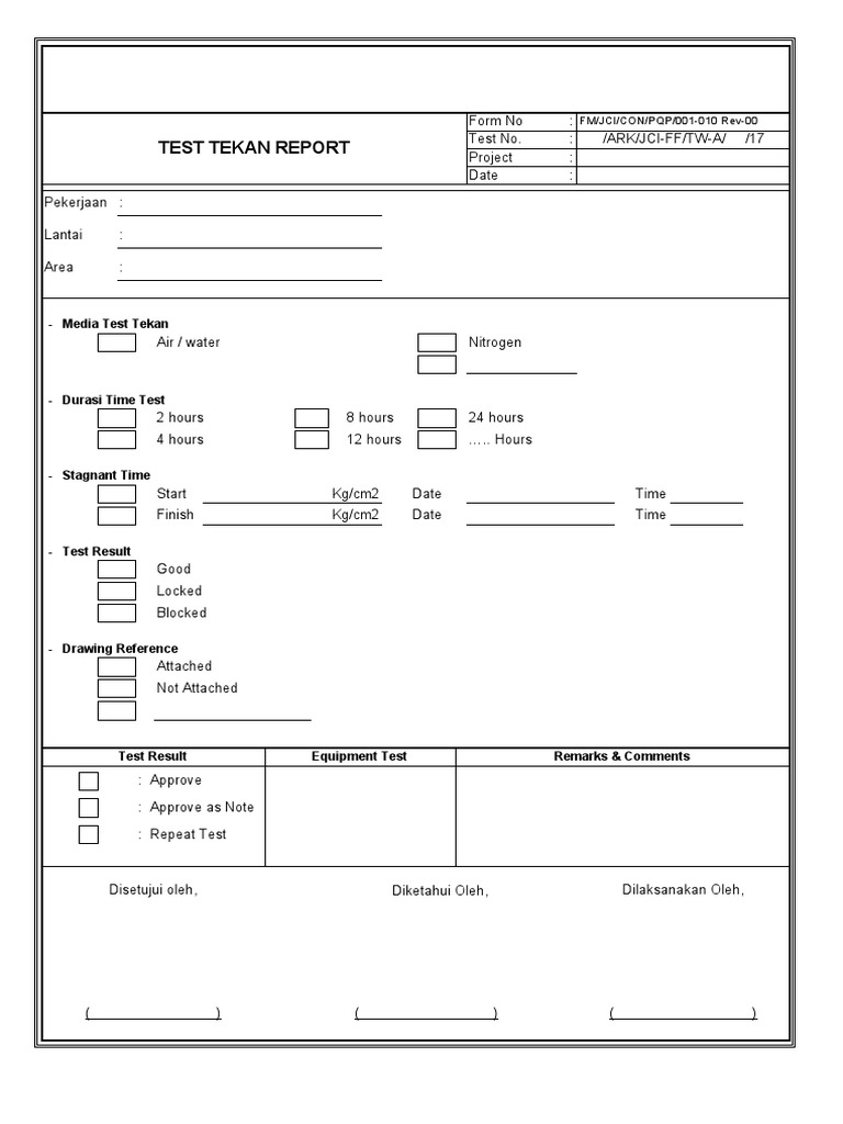 Form Test Tekan - Rev | PDF