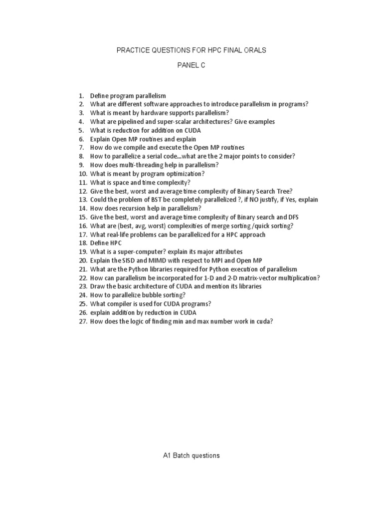 Practice Questions For HPC Final Orals-2022 | PDF | Parallel Computing ...