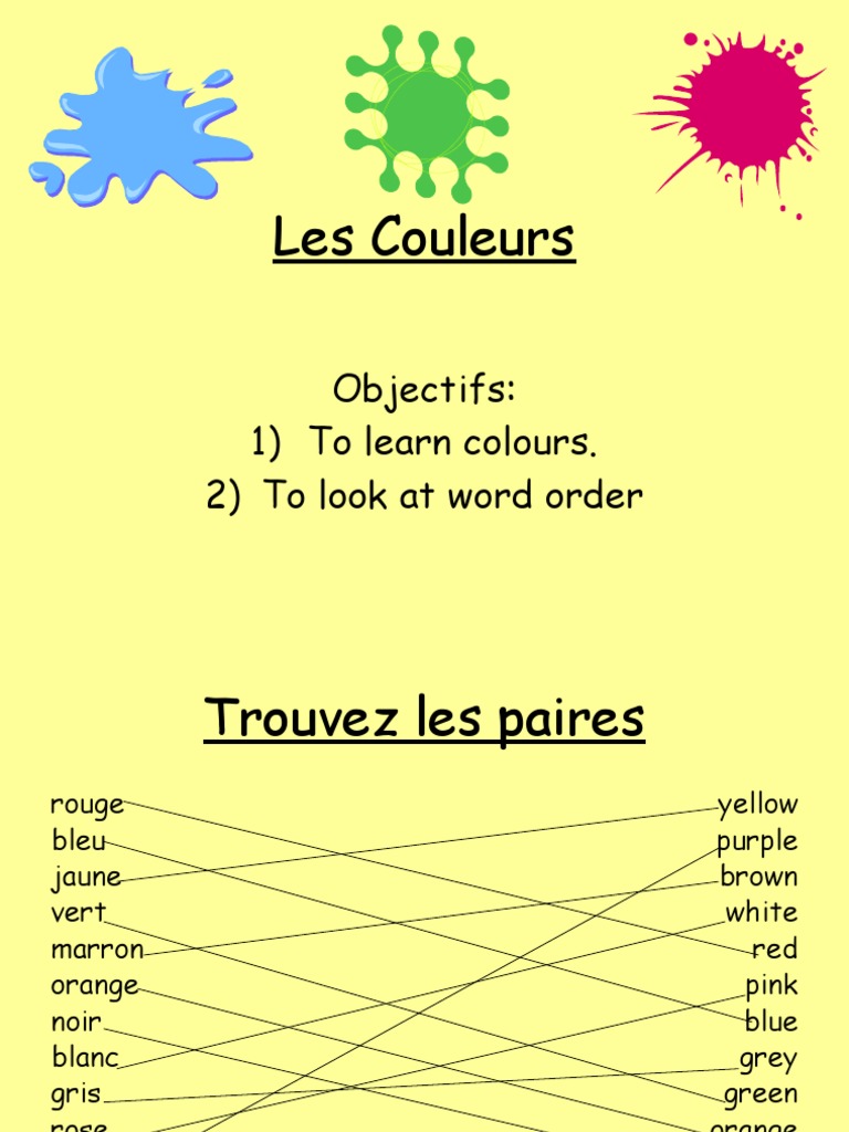 Apprendre les Couleurs en Français | PDF | Vert | Jaune