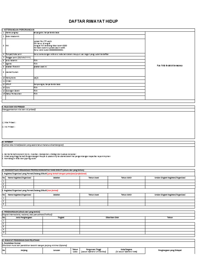Template CV Rekrutmen | PDF