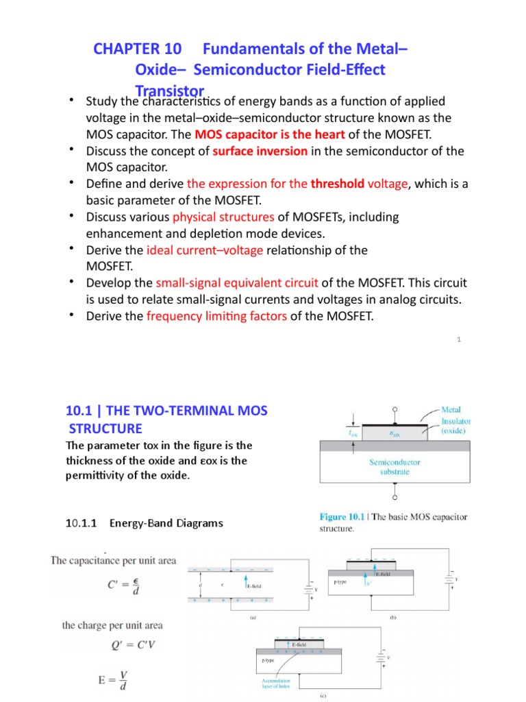 CHAPTER 10 Fundamentals of The Metal - Oxide - Semiconductor Field Effect Transistor | PDF ...