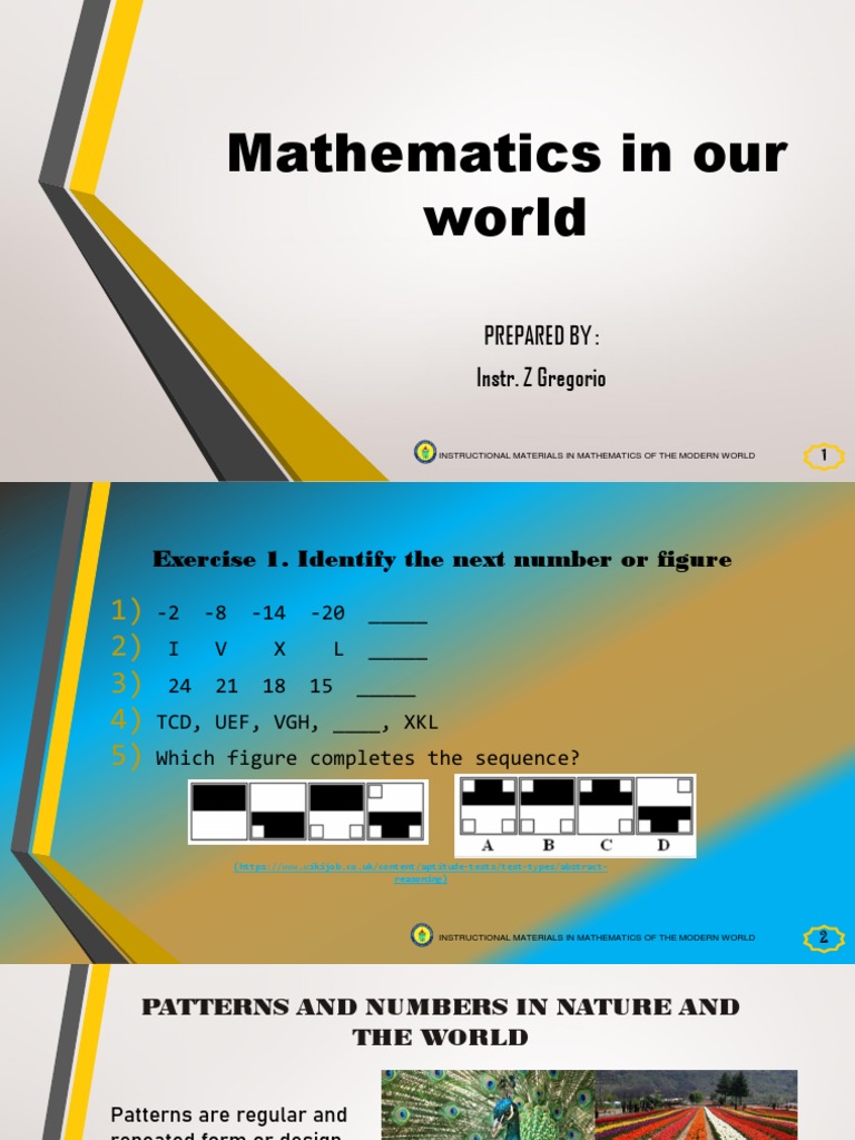 Mathematics in Our World - LESSON 2 | PDF | Pattern | Symmetry