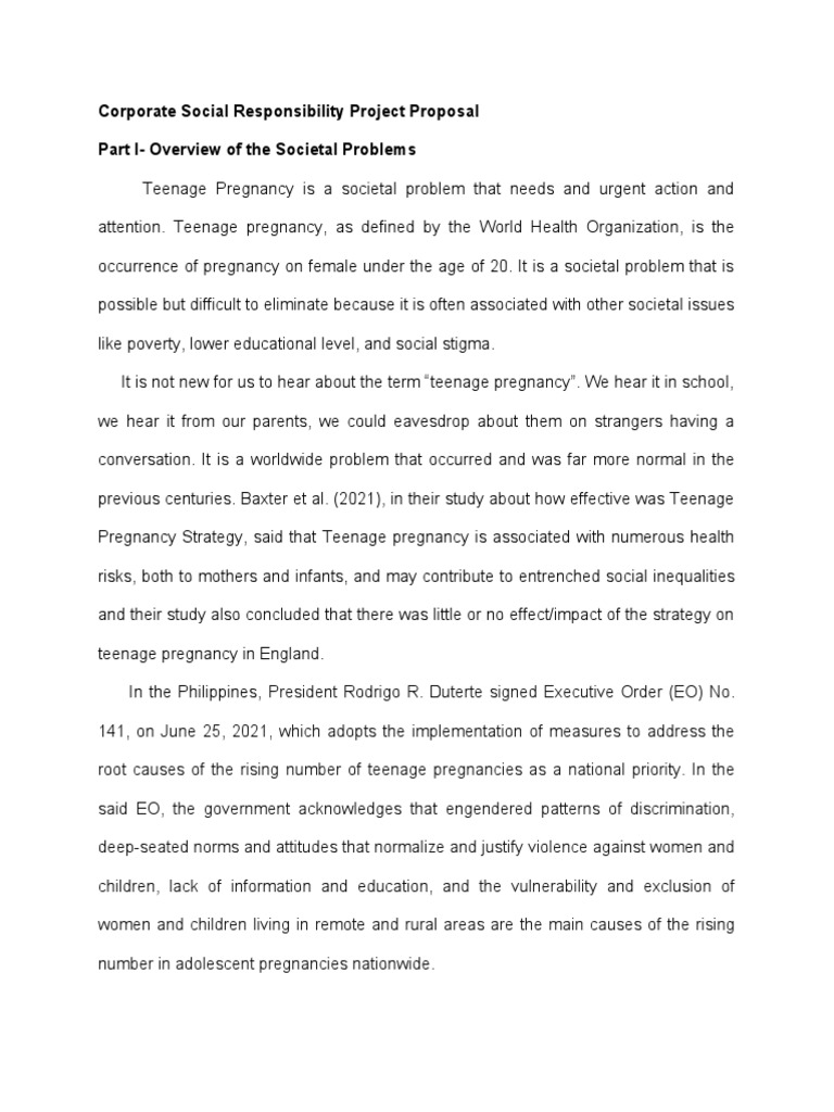 Corporate Social Responsibility Project Proposal Part I-Overview of The ...