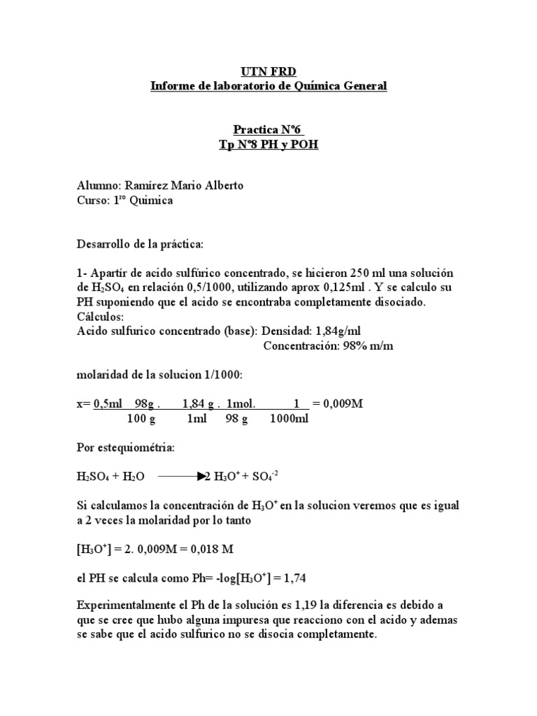 Practica 6 TP Nº8 PH y POH | PDF | Ph | Sal (química)