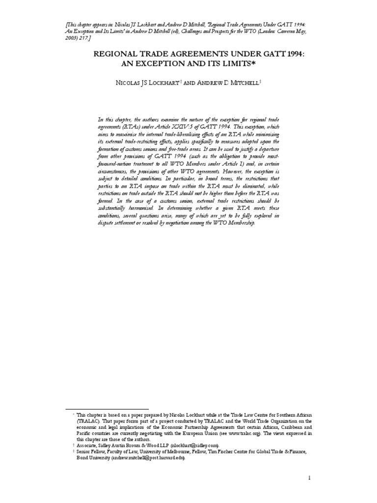 Gatt 1994 | PDF | World Trade Organization | General Agreement On Tariffs And Trade