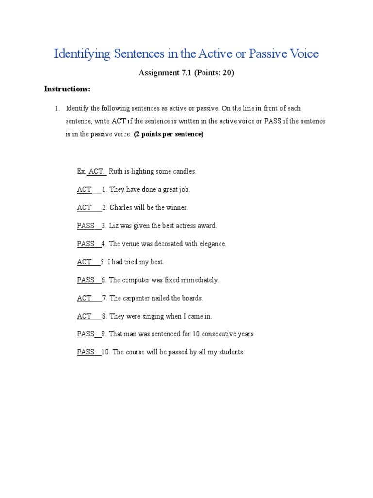 Active vs Passive Voice Identification | PDF
