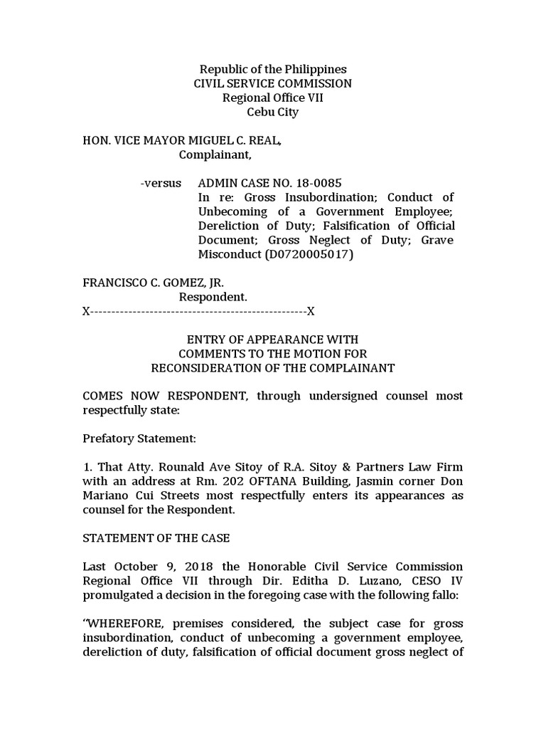 CSC Case Appeal Title Under 40 Characters | PDF | Employment | Justice