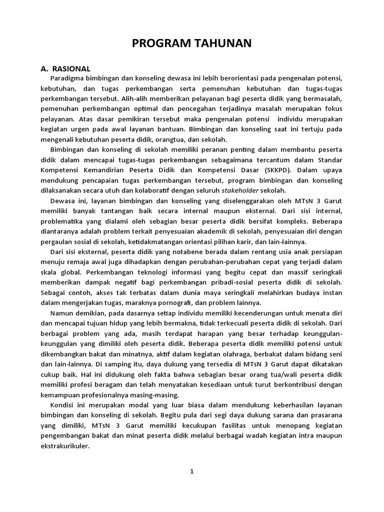 PROGRAM TAHUNAN BIMBINGAN DAN KONSELING | PDF