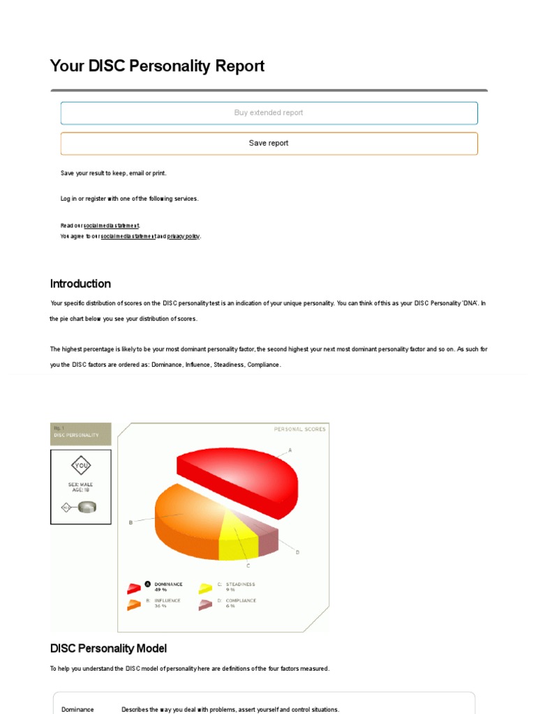 DISC Personality Test Result - Free DISC Types Test Online at | PDF ...