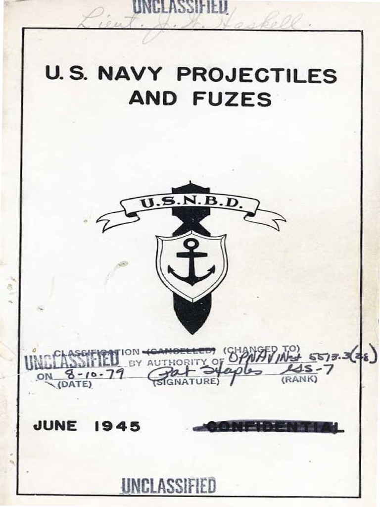 USNBD - US Navy Projectiles and Fuzes | PDF | Shell (Projectile) | Fuze