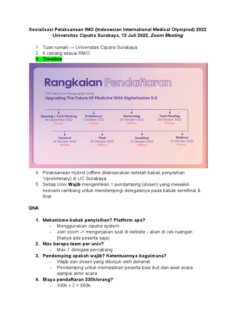 Sosialisasi IMO 2022 di UC Surabaya | PDF