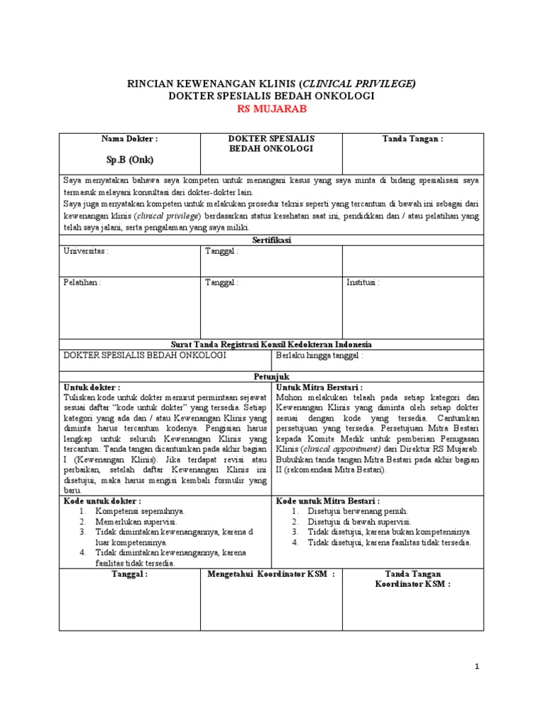 Contoh RKK Bedah Onkologi | PDF