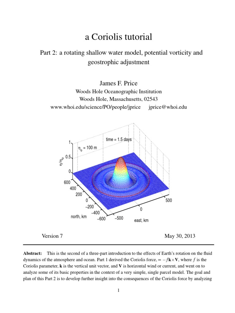 A Coriolis Tutorial: Part 2: A Rotating Shallow Water Model, Potential ...