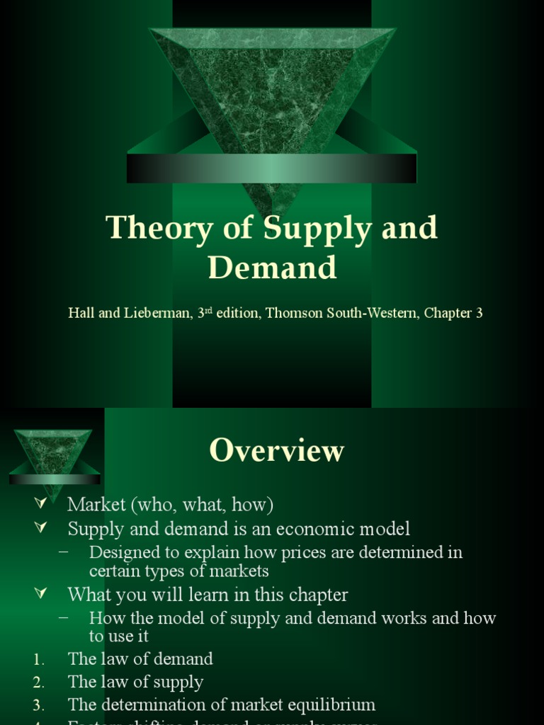 Theory of Supply and Demand: Hall and Lieberman, 3 Edition, Thomson ...
