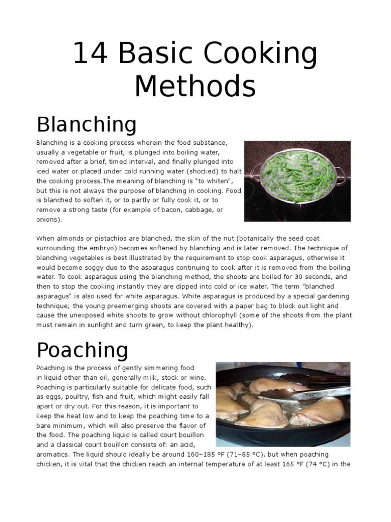 14 Basic Cooking Methods: Blanching | PDF | Stew | Baking